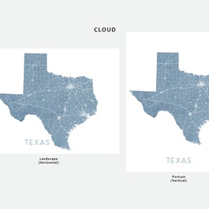 Texas Map of Texas Art Print Poster, Custom 3D Topographic Terrain TX ...