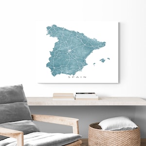 Spain Map Art Poster, Map of Spain Print, Spain Wall Art Country Maps ...