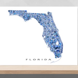 Florida Map Print Florida State Wall Art Map of Florida Art - Etsy