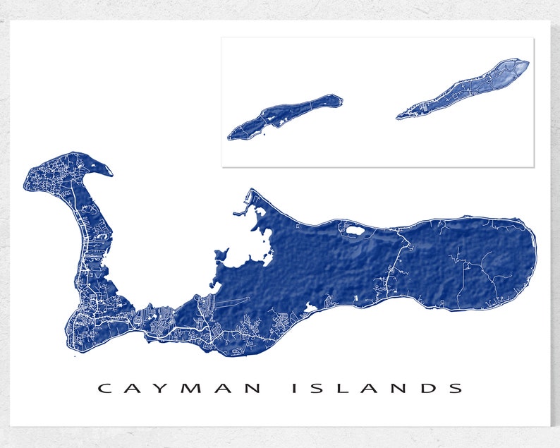 Cayman Islands Map Print Grand Cayman Little Cayman Cayman - Etsy