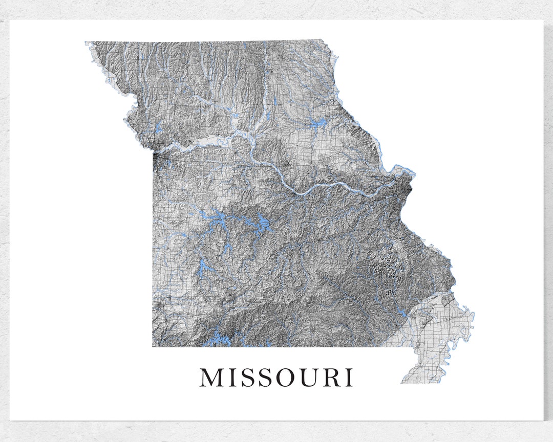 Missouri Map of Missouri State Map Prints, Missouri Art Print, Black ...