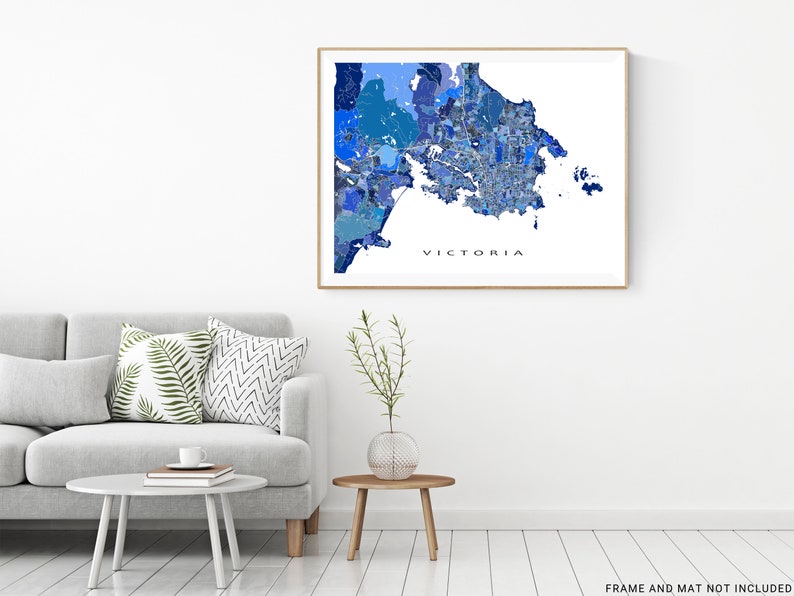 Victoria BC Map of Victoria Canada, Blue Geometric Victoria BC Art ...