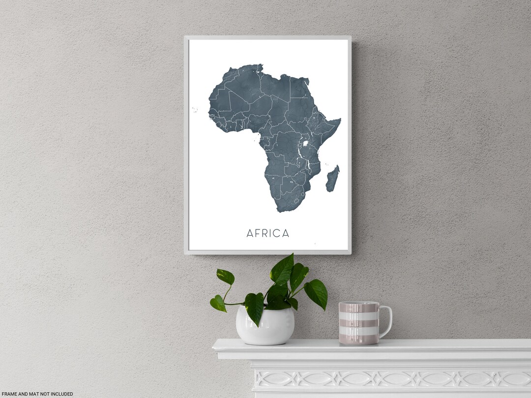 Africa Map Wall Art Print Poster, Topographic Continent Road Maps ...