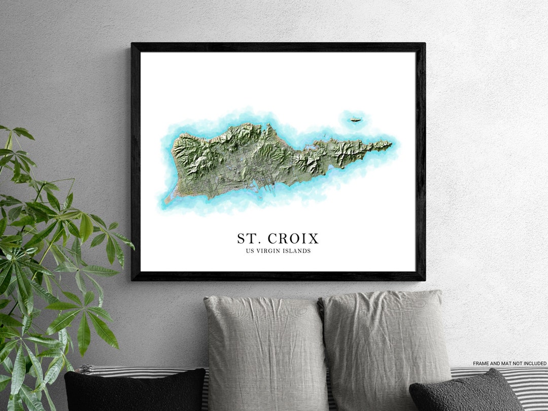 St Croix USVI Watercolor Style Wall Art Print Poster, Tropical Colorful ...