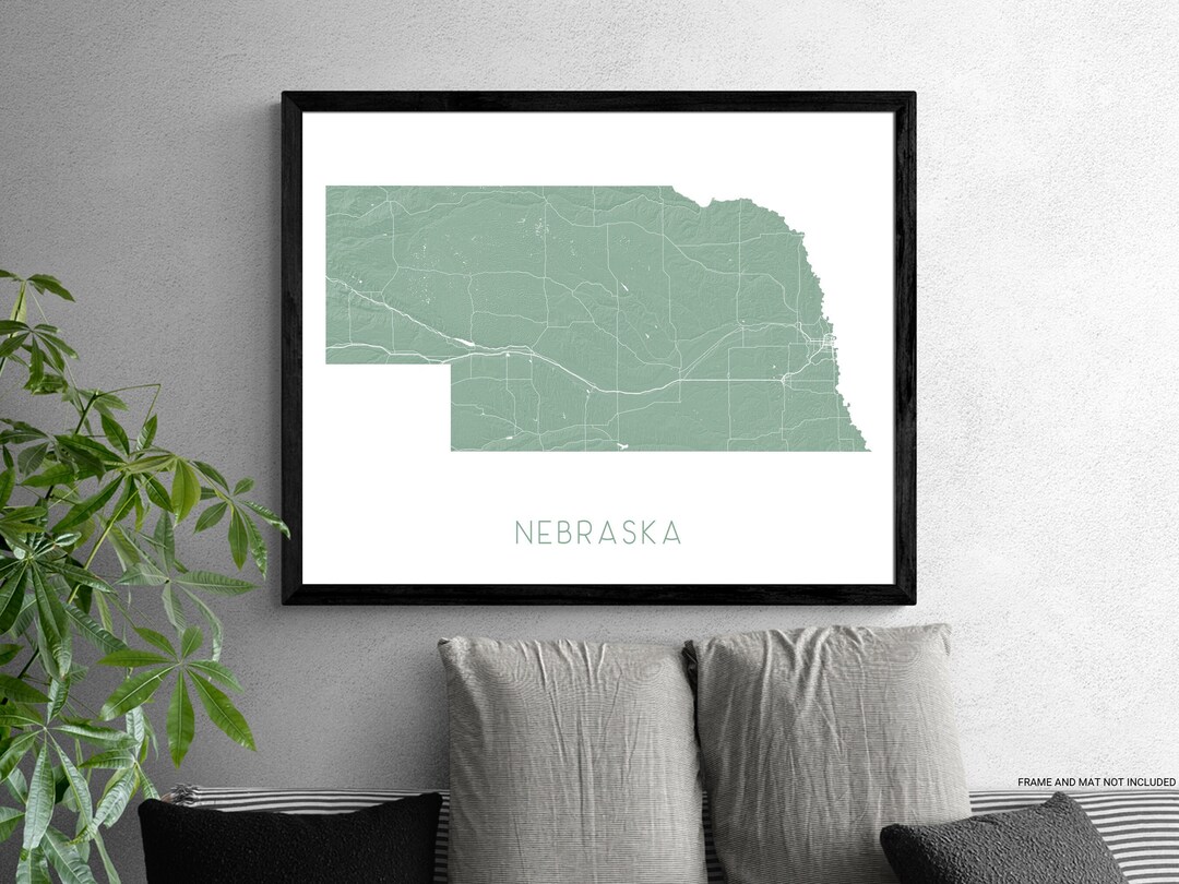 Nebraska Art Prints, NE Maps, Custom 3D Topographic Terrain Nebraska ...