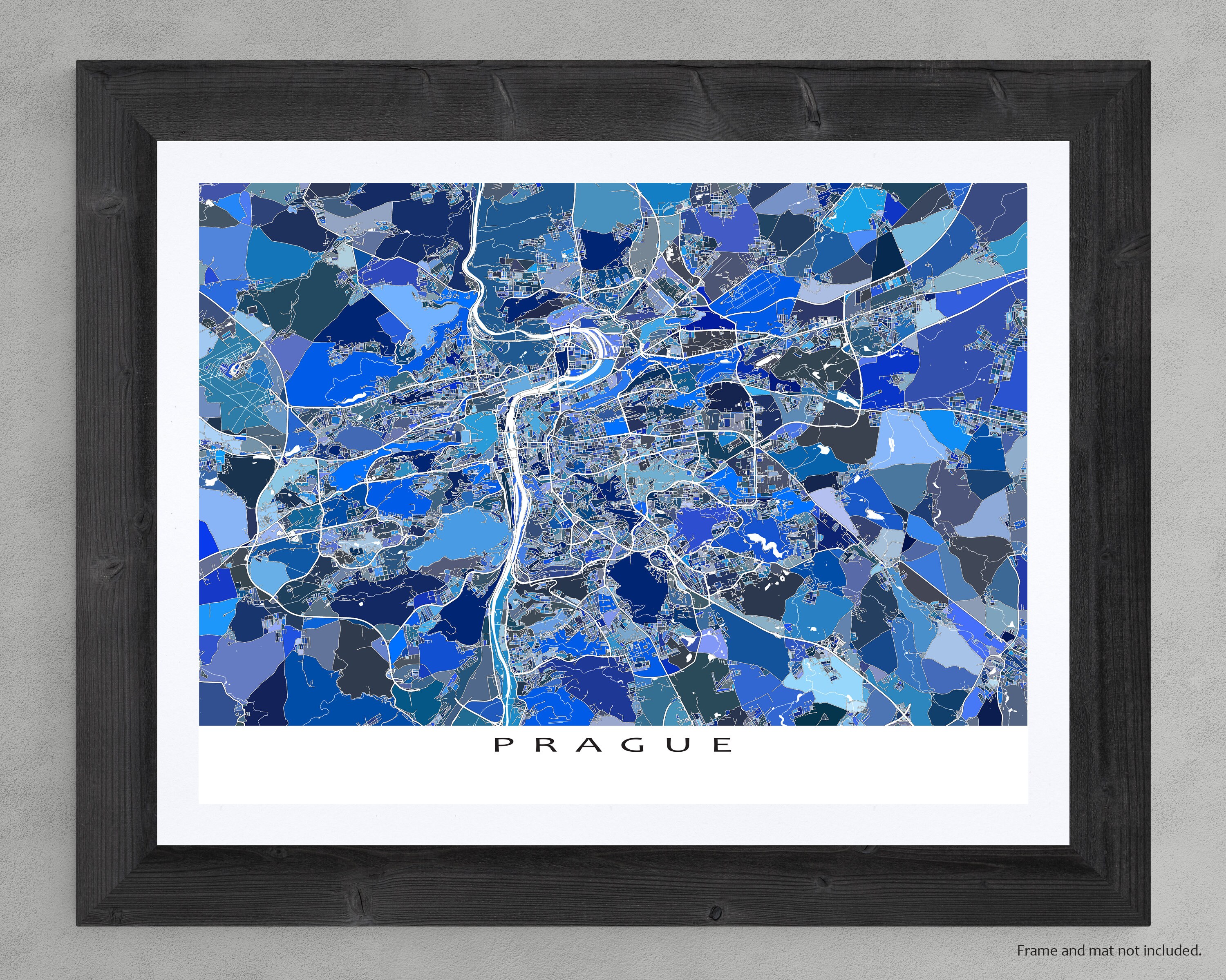 Prague Map of Prague City Map Street Art Print Poster Blue - Etsy