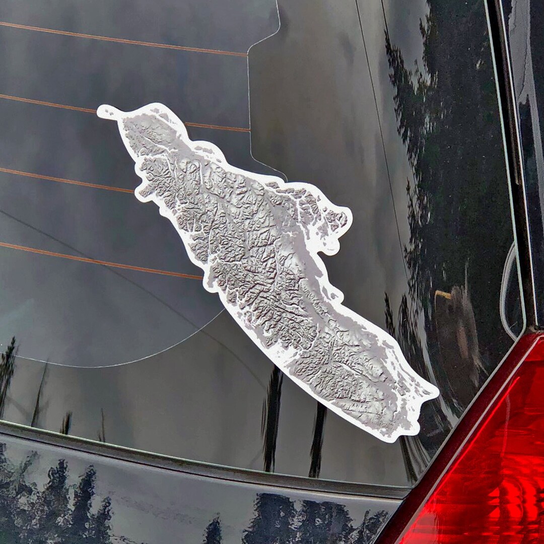 Vancouver Island Vinyl Sticker Car Decal, Black and White Topographic ...