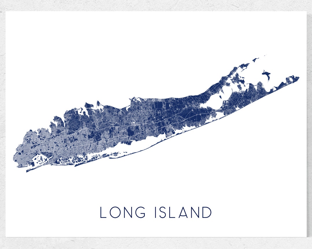 Long Island Map Art Print, Long Island Wall Art Prints, Map of Long ...