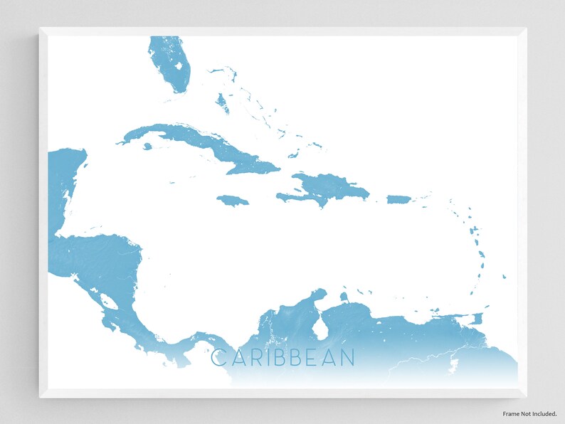Caribbean Map of the Caribbean Wall Art Print Tropical Island - Etsy