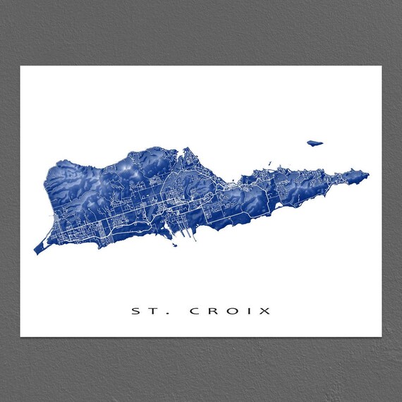 St Croix Map Art Print US Virgin Islands Caribbean Island | Etsy