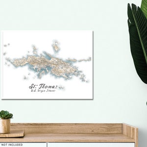 St Thomas Wall Art USVI Contour Map Print Poster, Watercolor Design ...