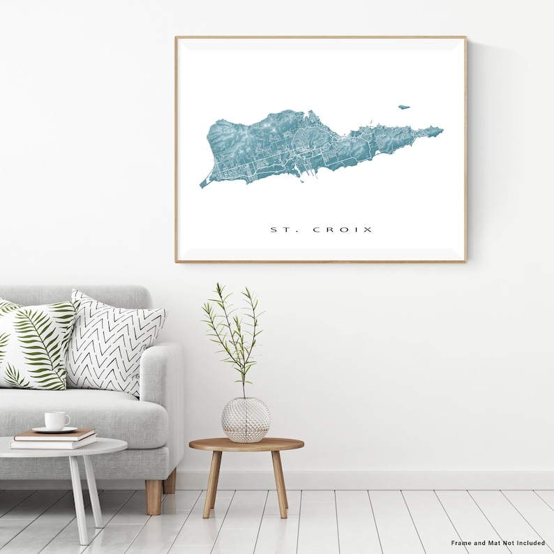 St Croix Map Art Print US Virgin Islands Caribbean Island | Etsy