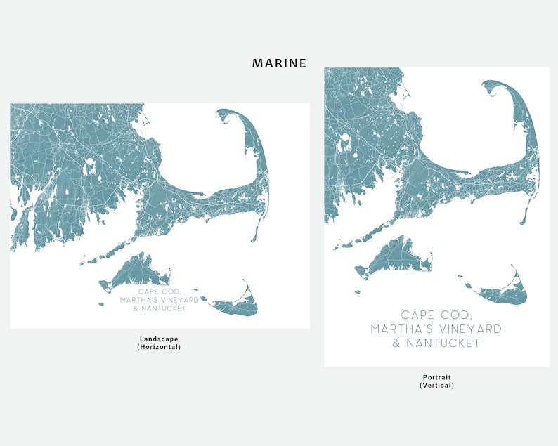 Cape Cod Map of Cape Cod Art Prints Nantucket Print Marthas | Etsy