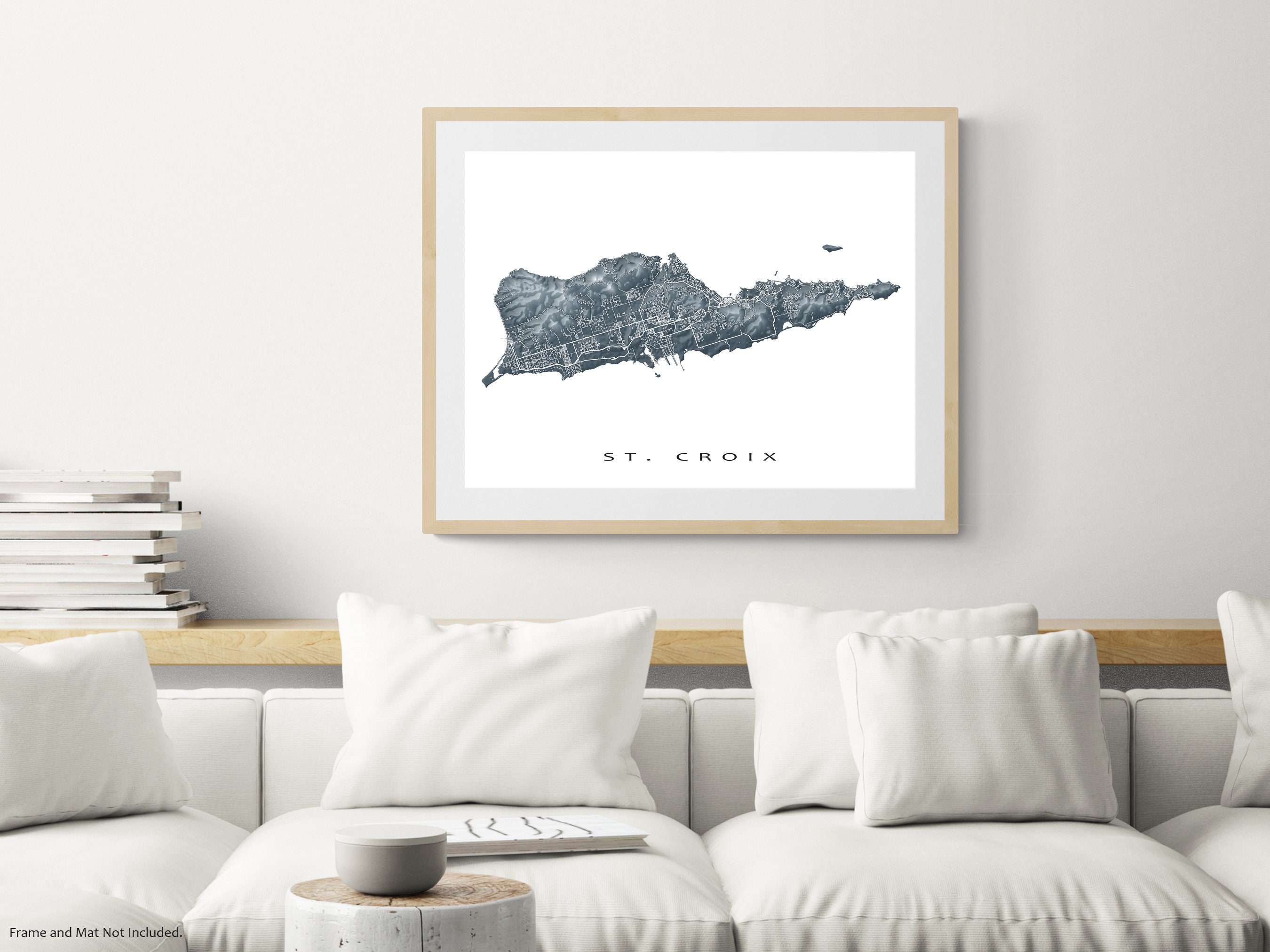 St Croix Map Art Print US Virgin Islands Caribbean Island - Etsy