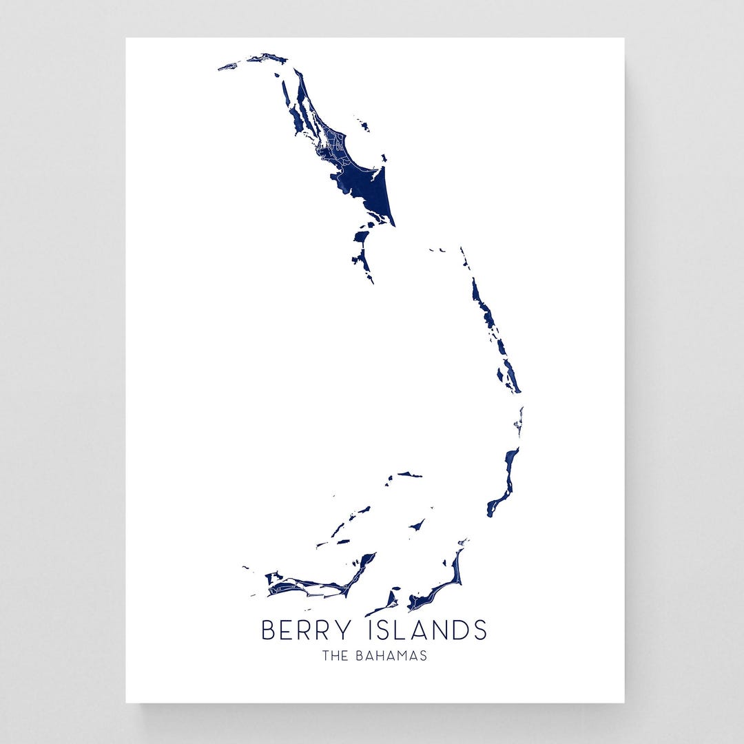 Berry Islands the Bahamas Map Print Poster, Colorful Caribbean Island ...