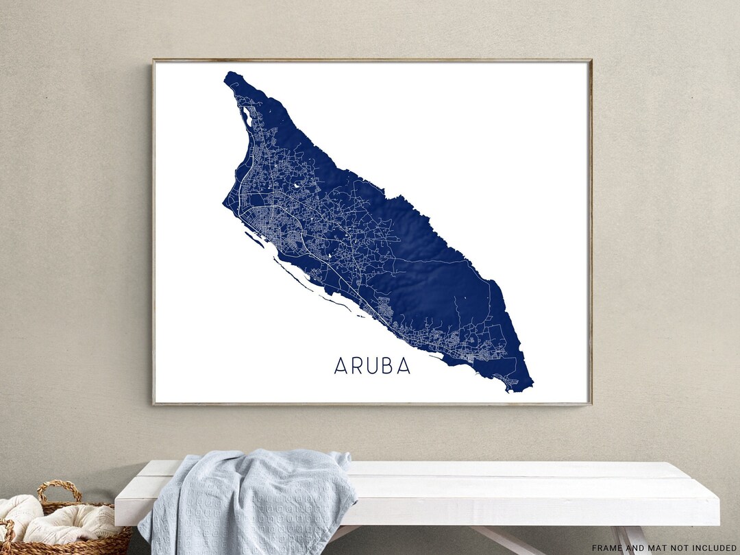 Aruba Poster, 3D Topographic Terrain Map of Aruba Wall Art Island Print ...
