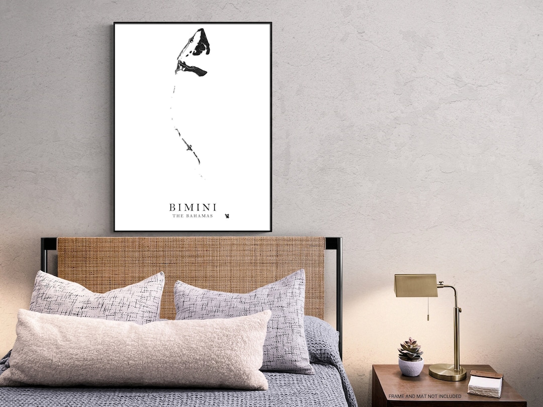 Bimini Islands, the Bahamas Map Print Poster, Black and White Tropics ...