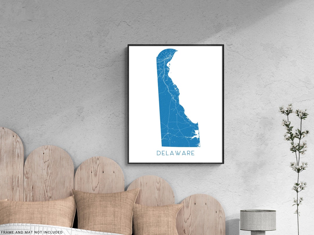 Delaware Map Art Print Poster, Personalized 3D Topopgraphic Landscape ...