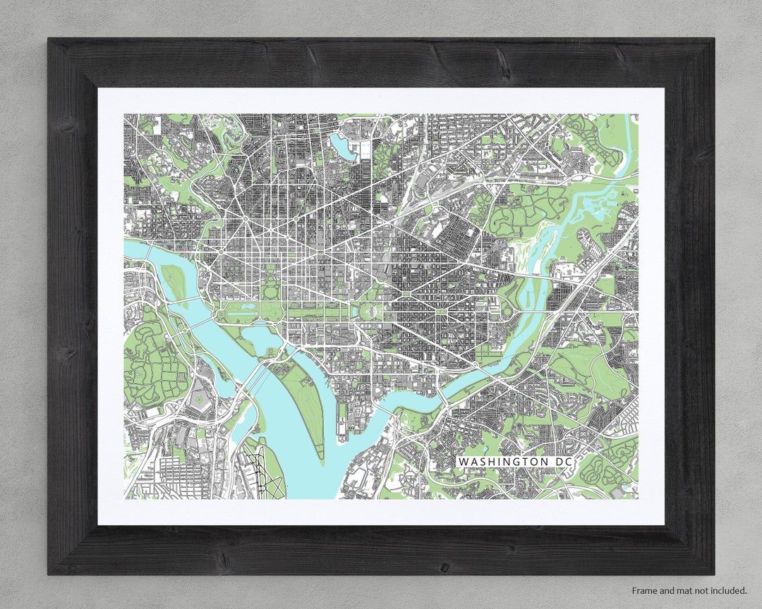 Washington DC Map Art Print With Buildings Map of Washington - Etsy