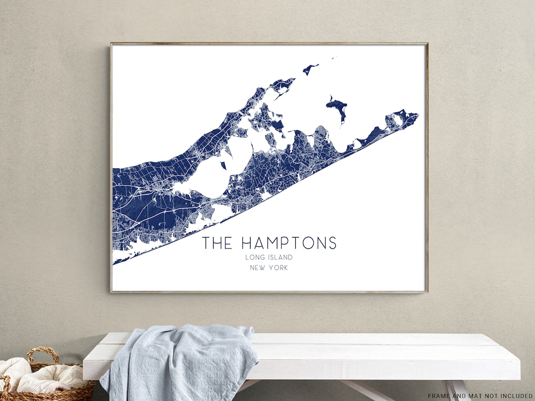The Hamptons Map of Hamptons Long Island New York Print, Topographic ...