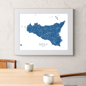 Sicily Map of Sicily Italy Wall Art Print Poster, 3D Topographic ...