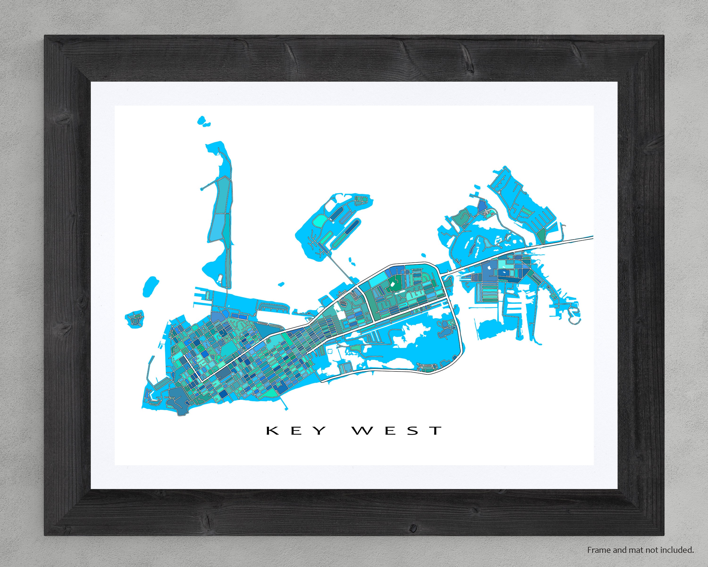 Key West Map Poster Key West Wall Art Print Light Blue - Etsy