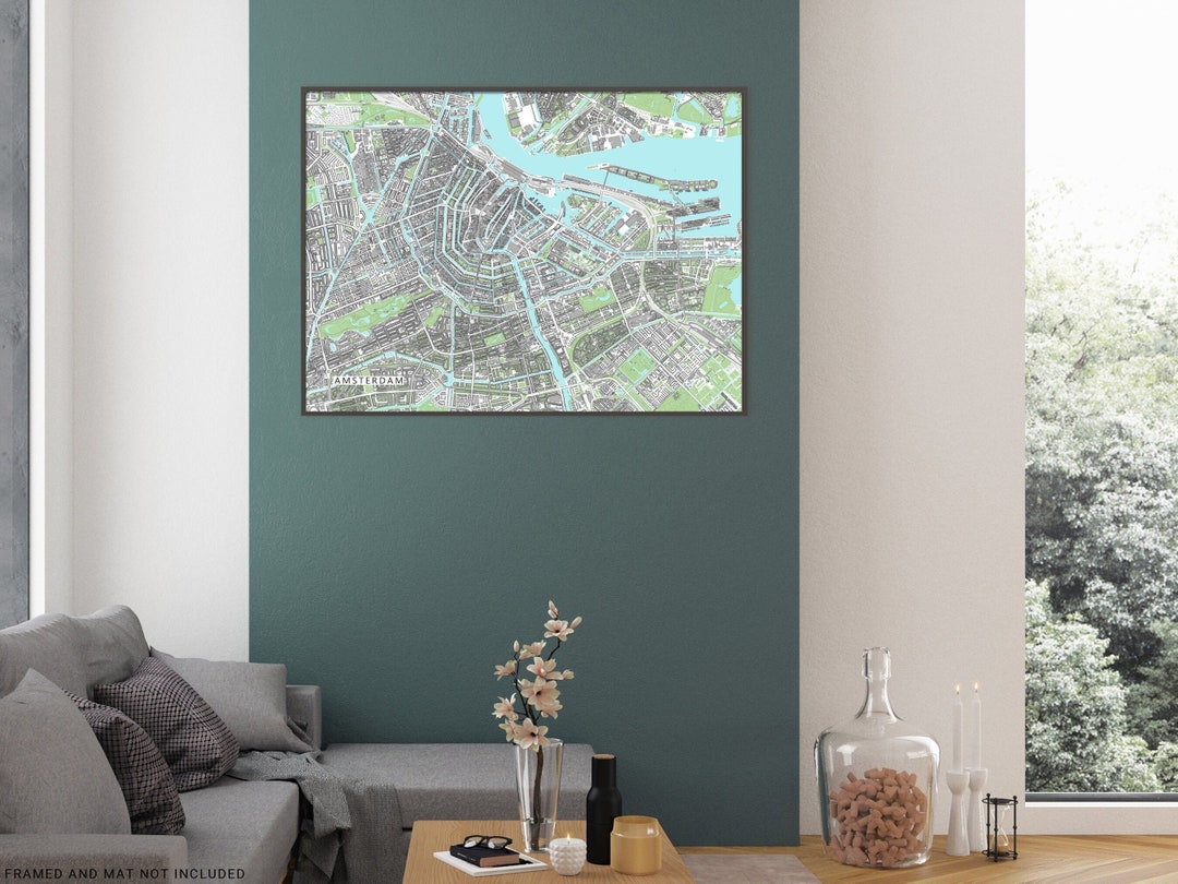 Amsterdam Map Art Print and Amsterdam Poster, Amsterdam Print Maps ...