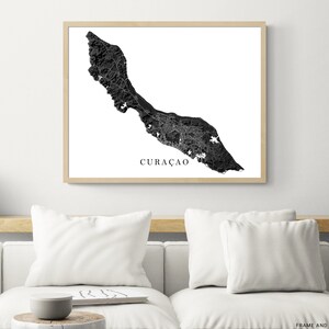 Curacao Map Print Poster, Curacao Island Wall Art Prints, Black and ...