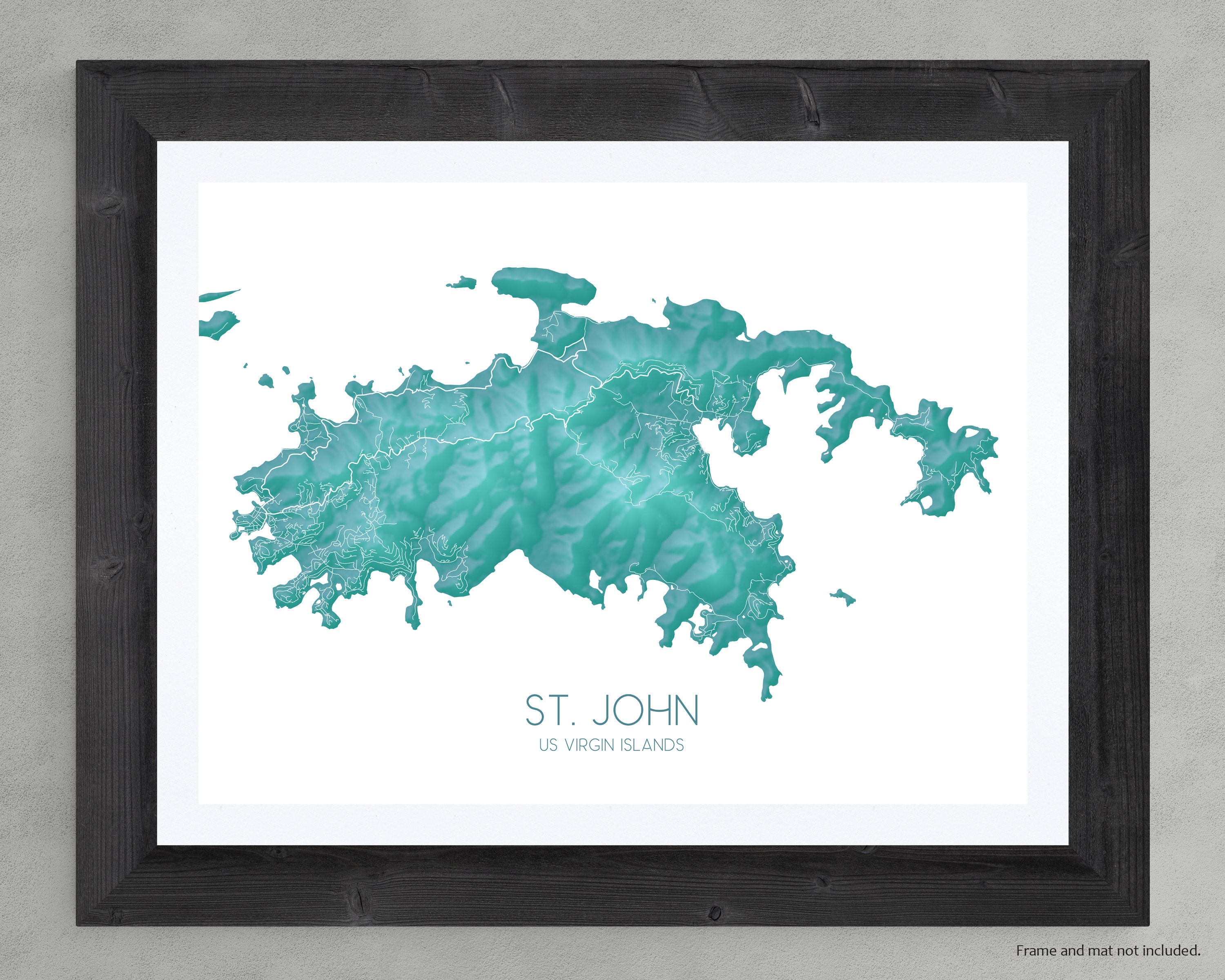 Art & Collectibles Prints Giclée St John USVI Map of St John Virgin ...