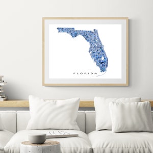 Florida Map Print Florida State Wall Art Map of Florida Art - Etsy