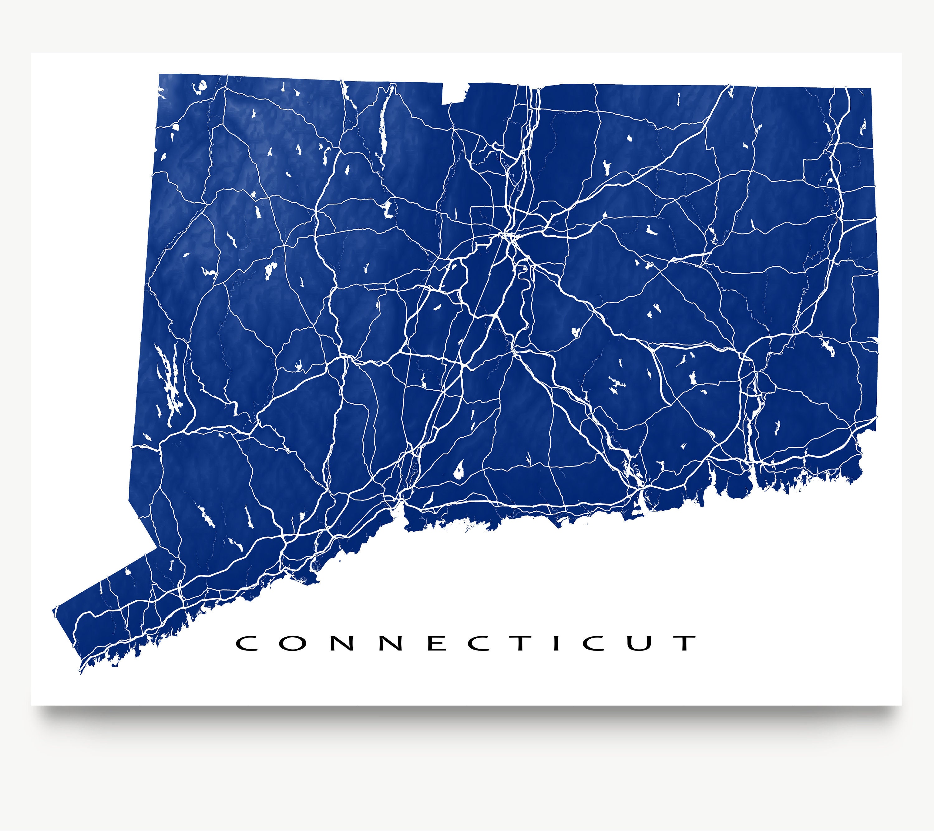Connecticut Map and Connecticut Art Print for Connecticut | Etsy