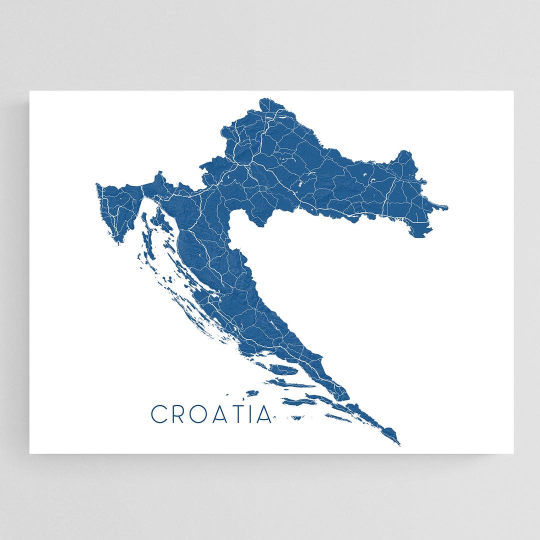 Croatia Map: Europe Country Landscape Wall Art Print or Poster - Etsy