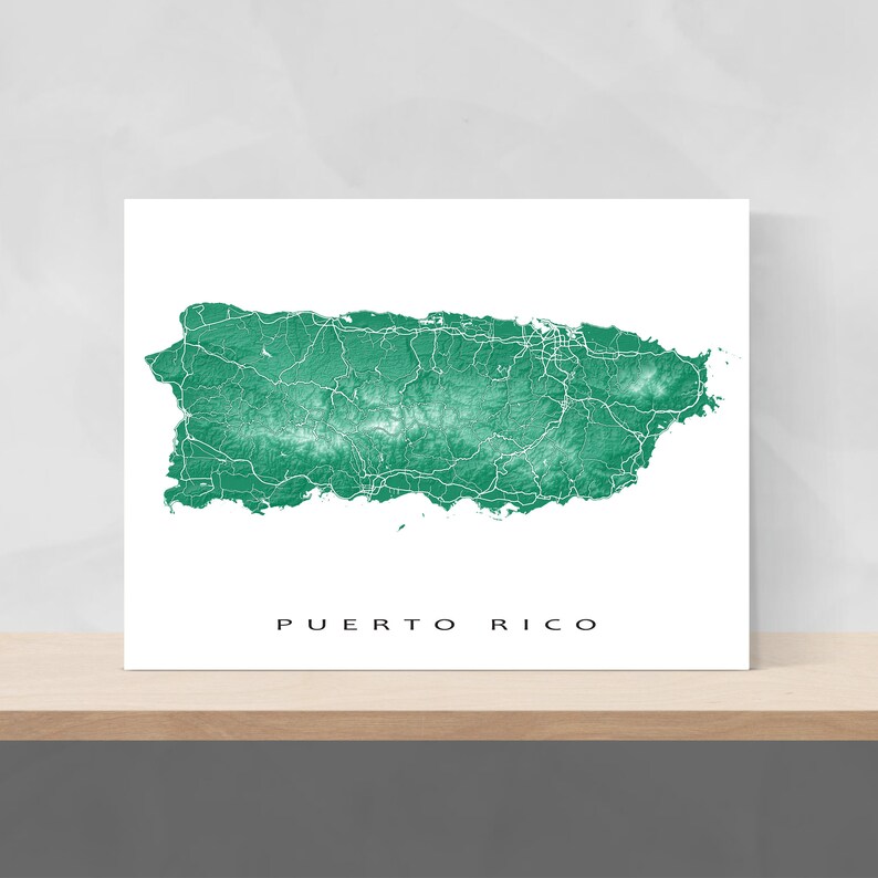 Puerto Rico Map Print Puerto Rico Art Caribbean Island Maps | Etsy