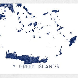 Greek Islands Map of Greek Islands Greece Art Print Greek | Etsy