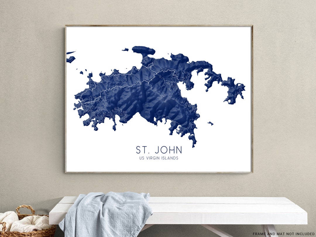 St John USVI Map Print and St John Map Poster for St John US Virgin ...