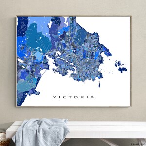 Victoria BC Map of Victoria Canada, Blue Geometric Victoria BC Art ...