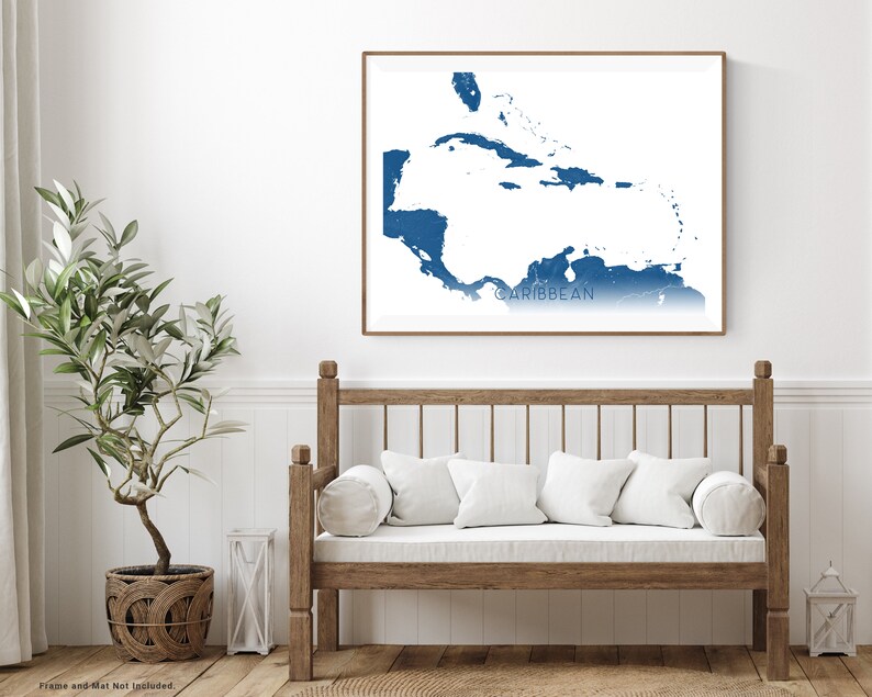 Caribbean Map of the Caribbean Wall Art Print Tropical Island | Etsy