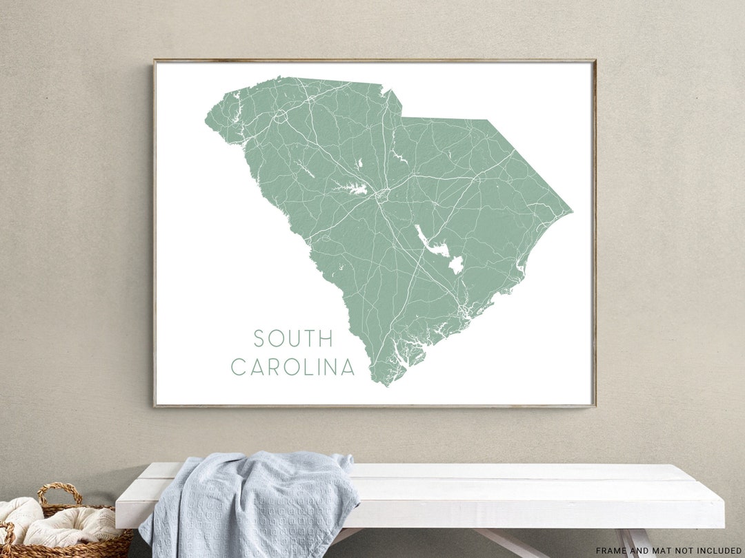South Carolina Map Art Print Poster Personalized 3D - Etsy