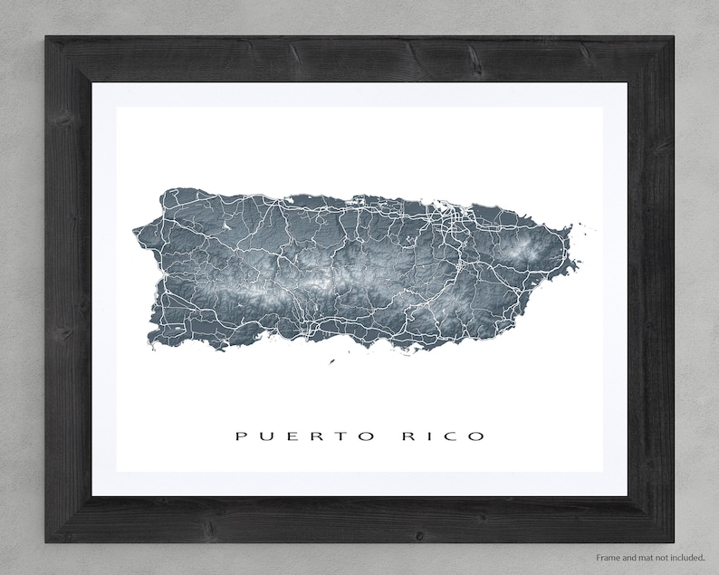 Puerto Rico Map Print Puerto Rico Art Caribbean Island Maps - Etsy
