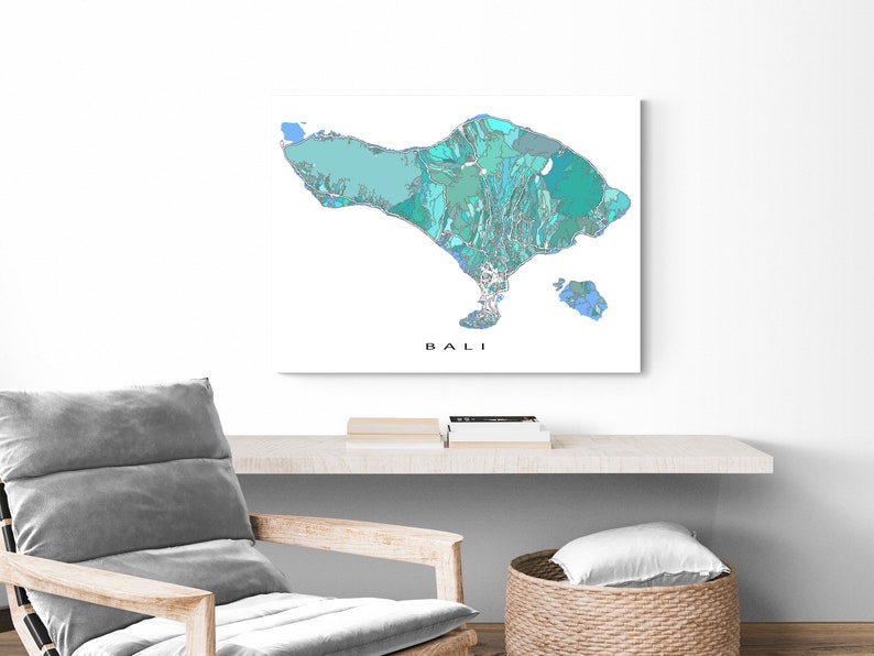 Bali Poster and Turquoise Geometric Bali Maps for Bali Decor | Etsy