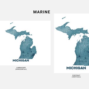 Michigan State Map Wall Art Print Poster With Landscape Topographic ...