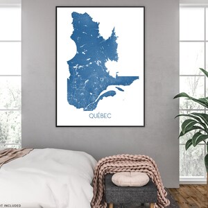 Quebec Art Print, Quebec Map of Quebec Canada Topographic Province Road ...