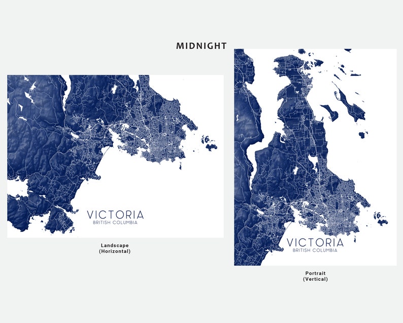 Victoria BC City Map Wall Art Print, Topographic Landscape Poster - Etsy