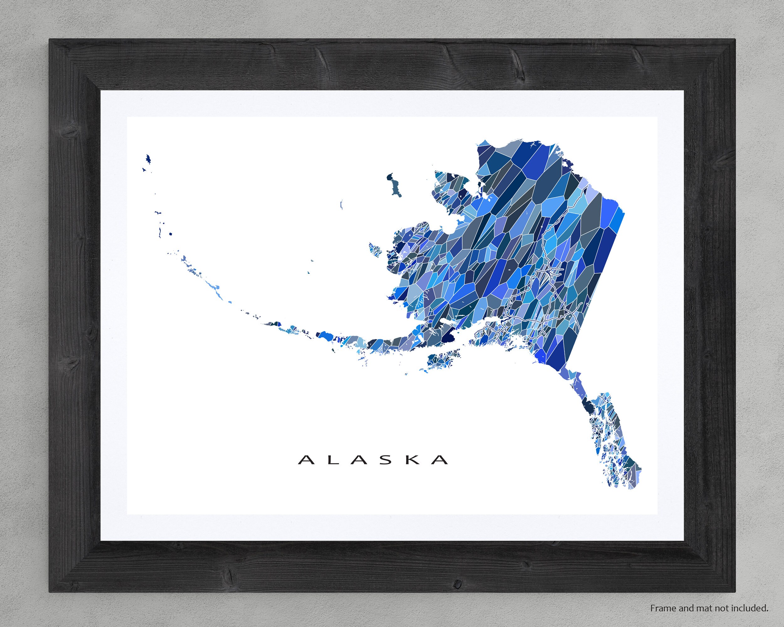 Alaska Wall Art Print and Alaska Map Poster for Blue Geometric | Etsy