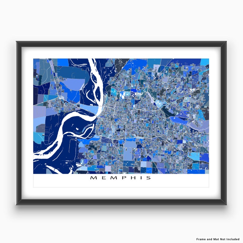 Memphis Wall Art Print and Memphis Map Poster for Blue | Etsy
