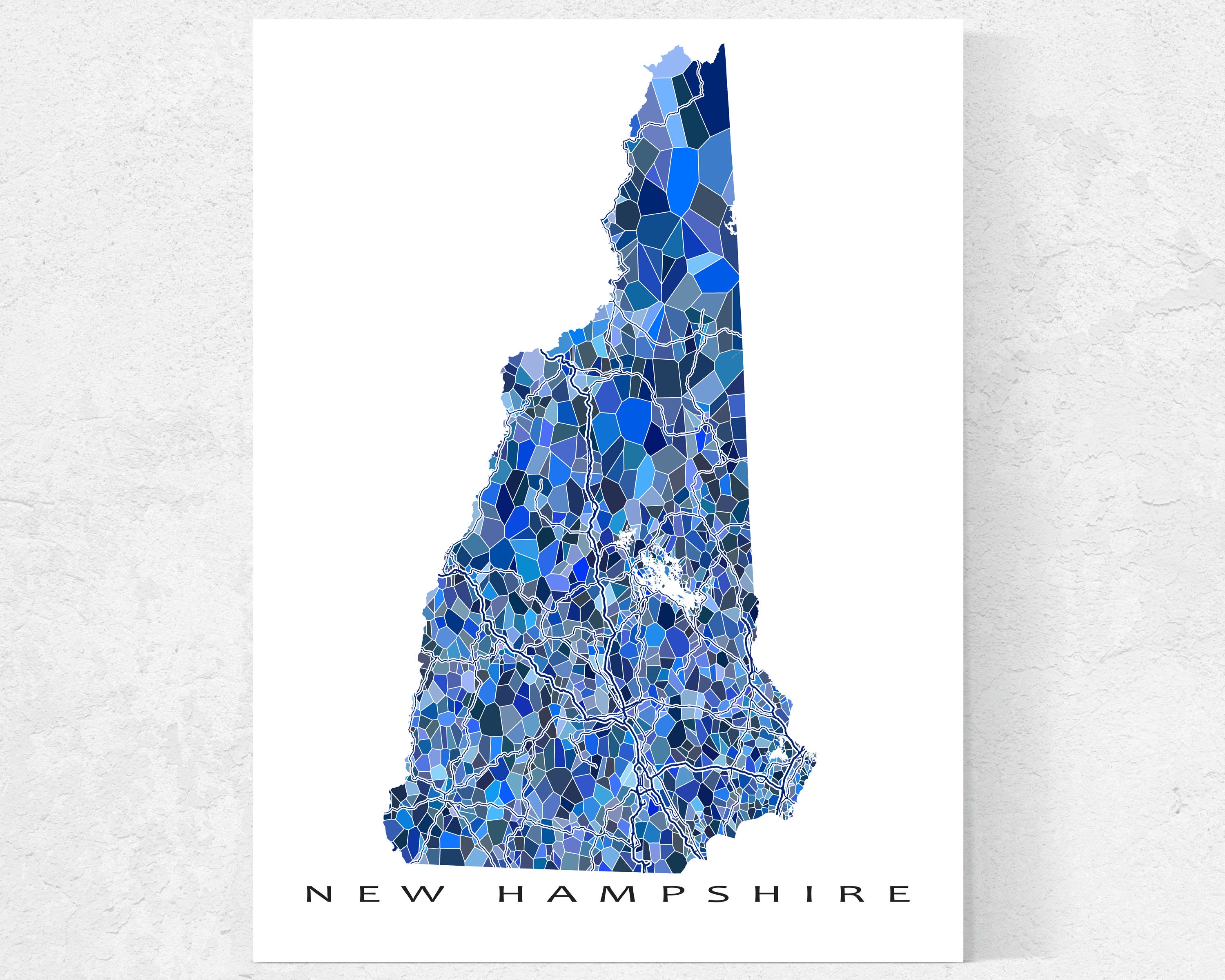 New Hampshire Map Print and New Hampshire Wall Art Prints for | Etsy