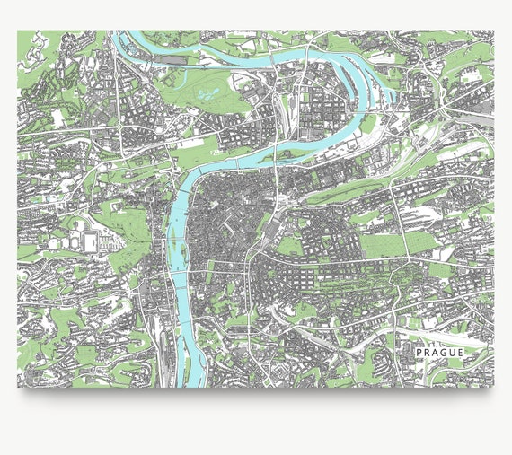 Prague Map Poster Prague Print Praha Czech Republic City | Etsy