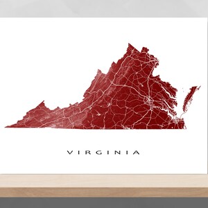 Virginia Map Virginia Art Print USA State Outline VA Map - Etsy