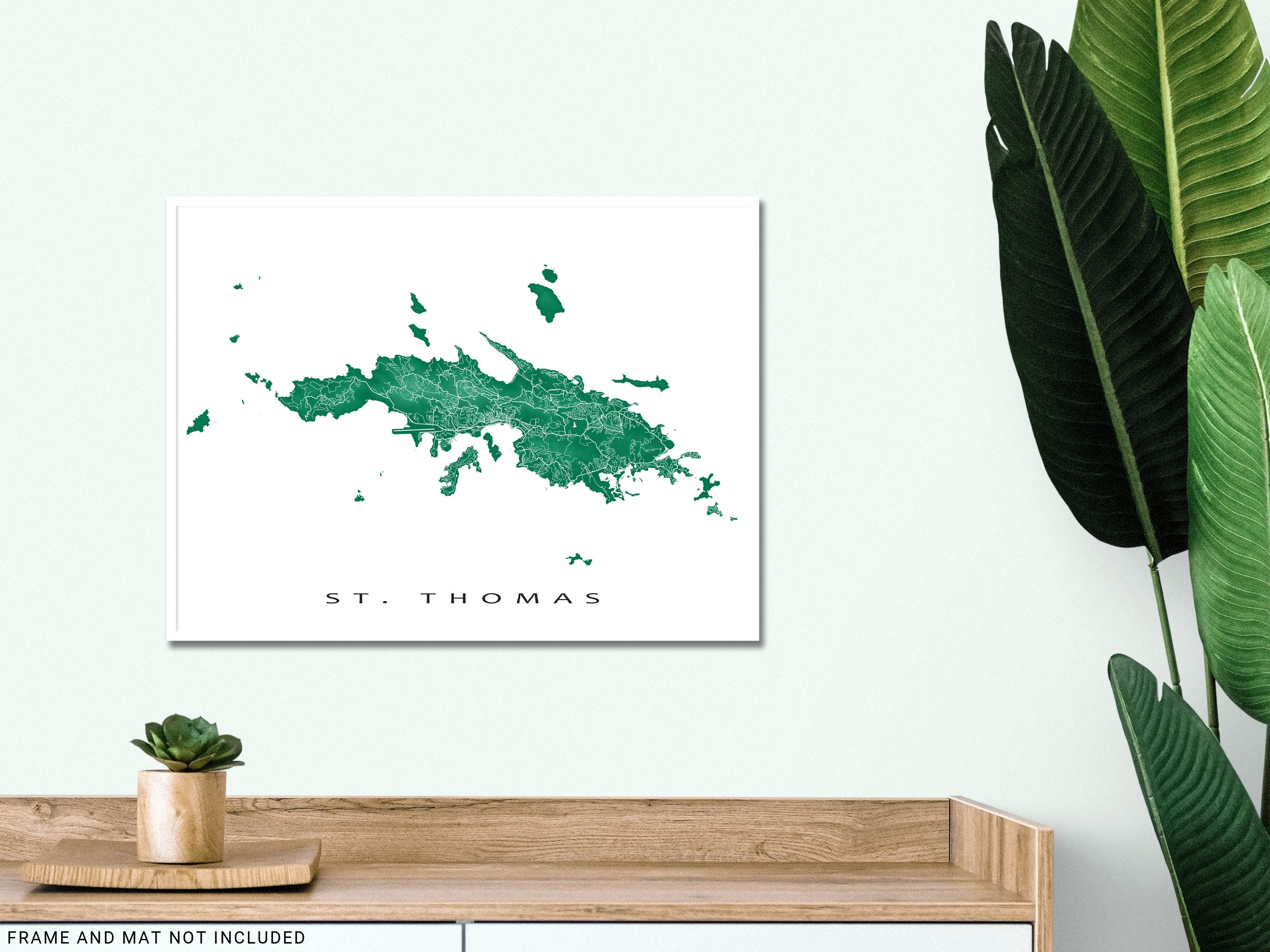 St Thomas Map Print, US Virgin Islands, Caribbean Island Art, St ...