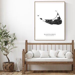 Nantucket Map Print Poster, Black and White Topographic Map of ...